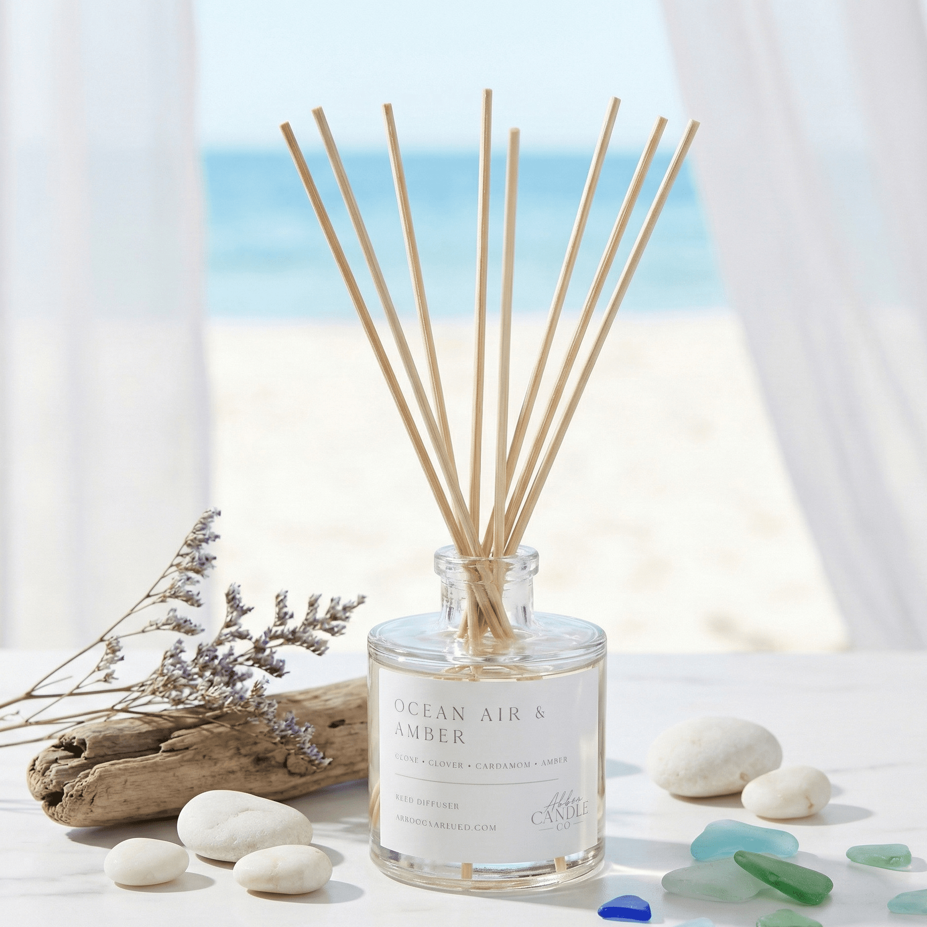Ocean Air & Amber Reed Diffuser | Abboo Candle Co