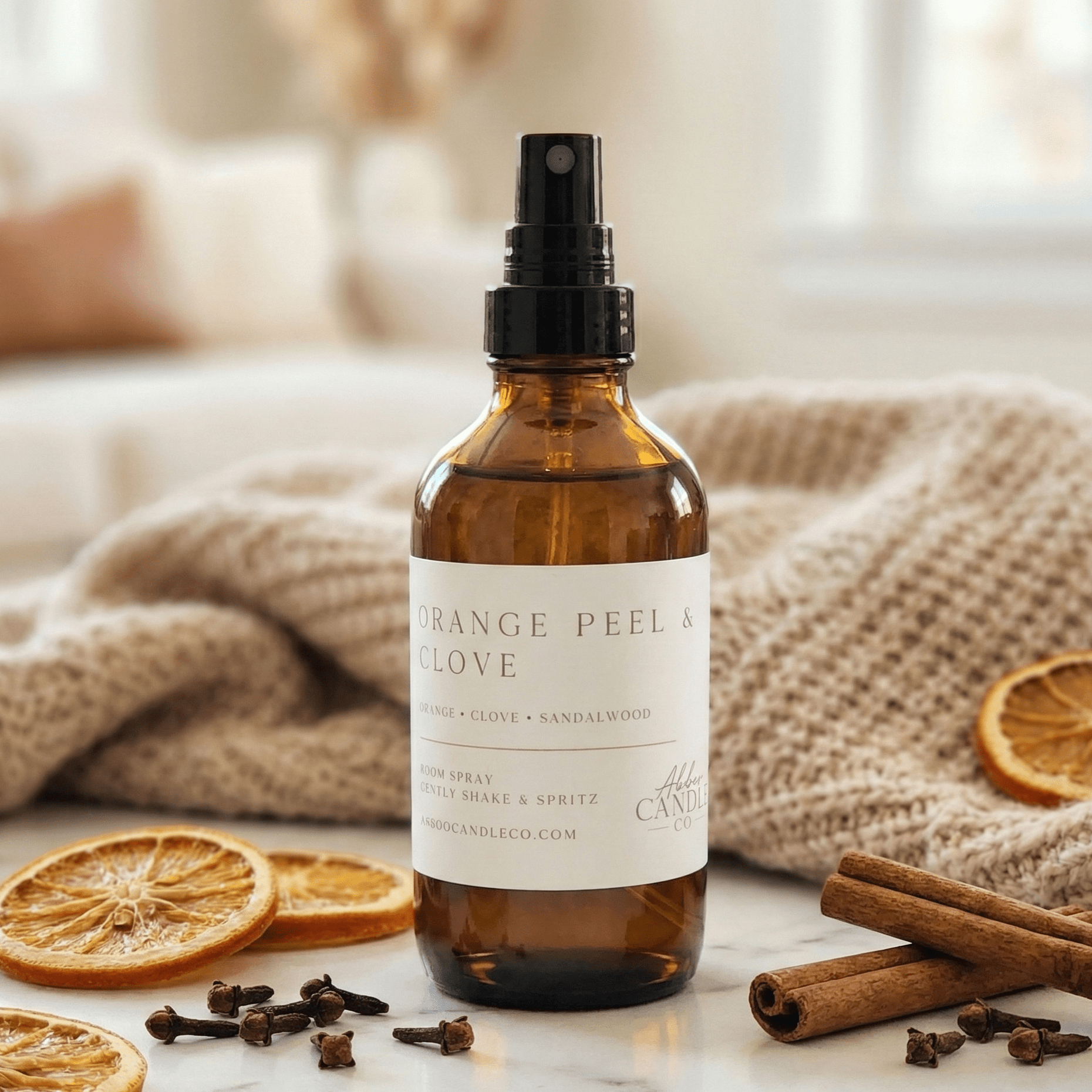 Orange Peel and Clove Room Spray | Home Fragrance | Abboo Candle Co.